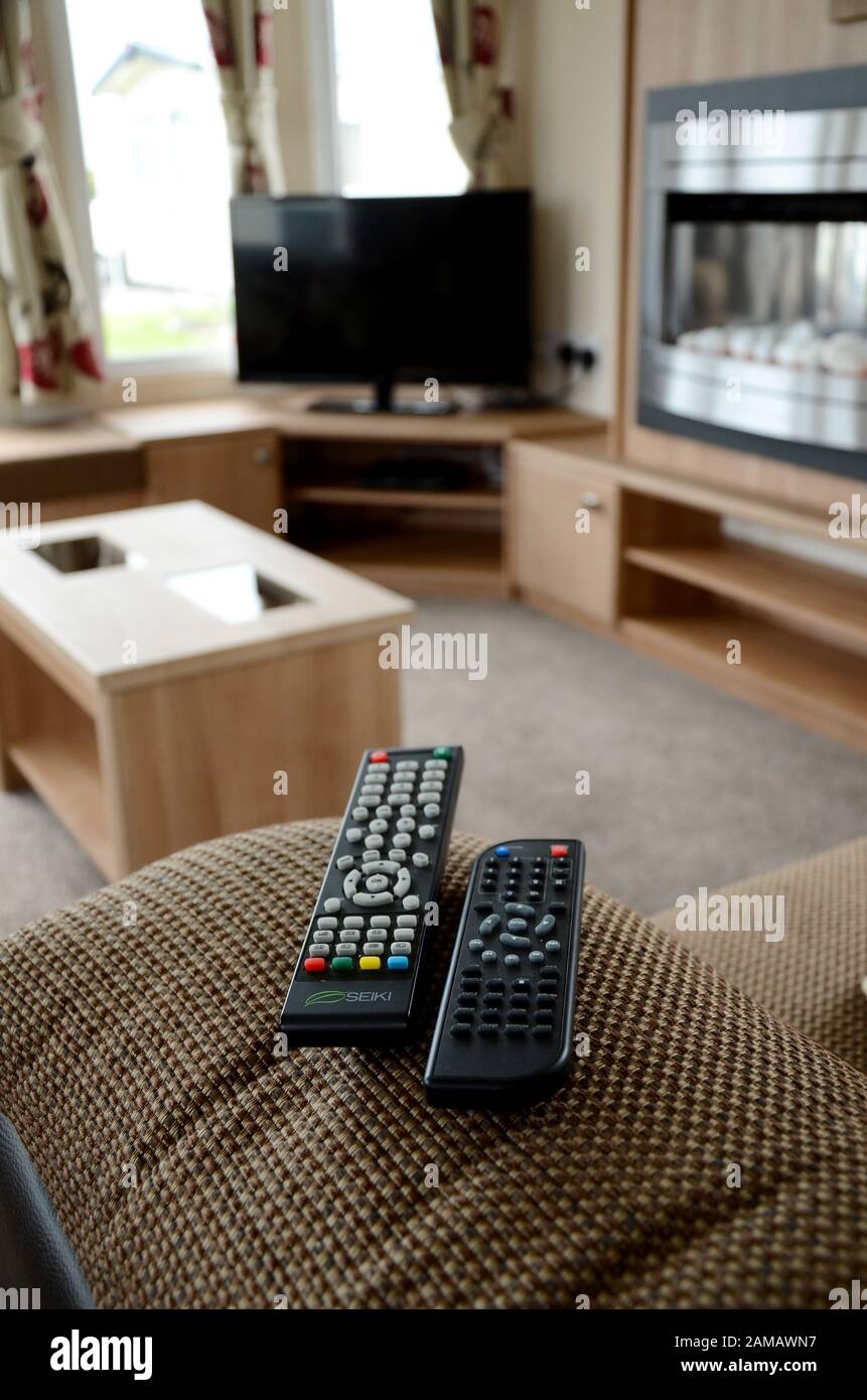 Luxury interior of a static caravan, Holiday Home Stock Photo - Alamy