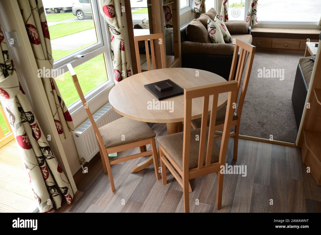 Luxury interior of a static caravan, Holiday Home Stock Photo - Alamy
