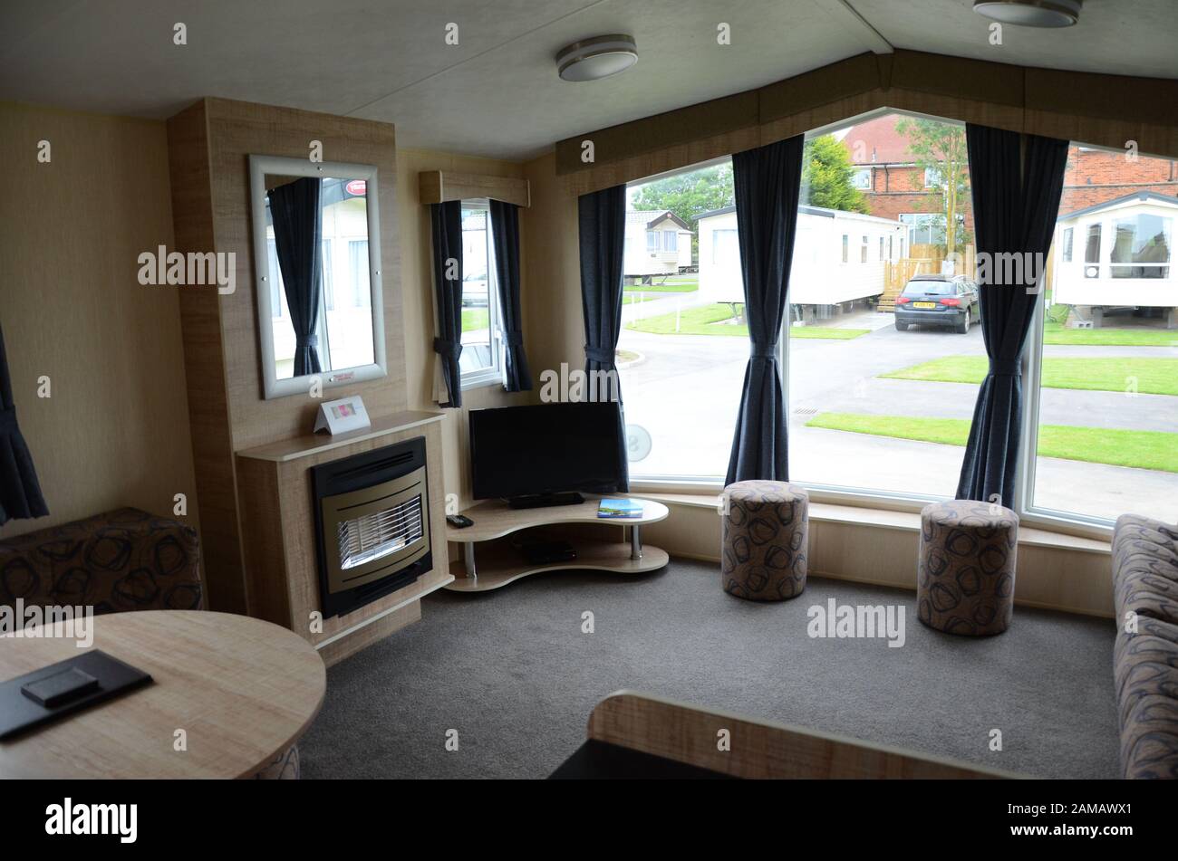 Luxury interior of a static caravan, Holiday Home Stock Photo - Alamy