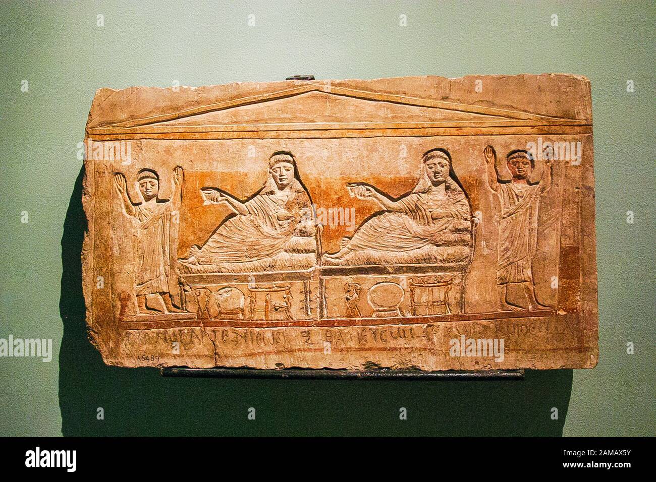 Egypt, Alexandria, National Museum, Coptic art, a tombstone, made of ...