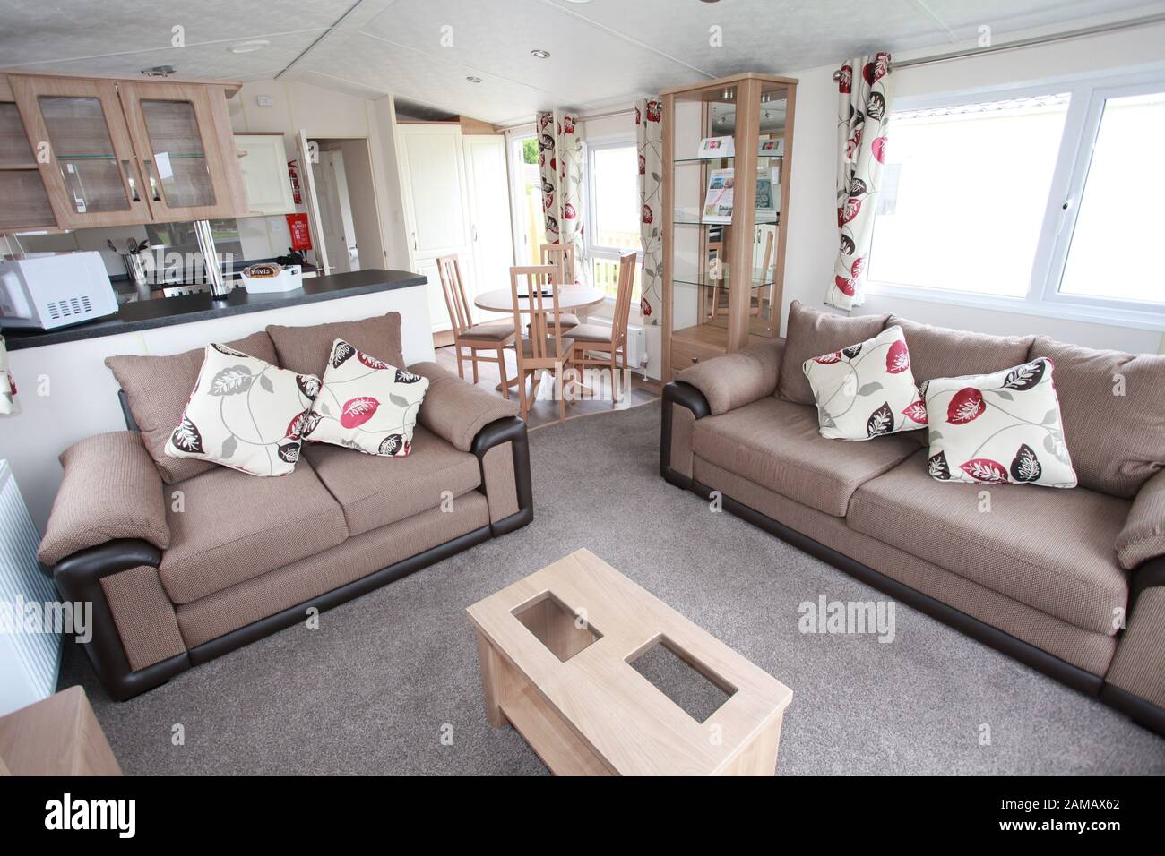 Luxury interior of a static caravan, Holiday Home Stock Photo - Alamy