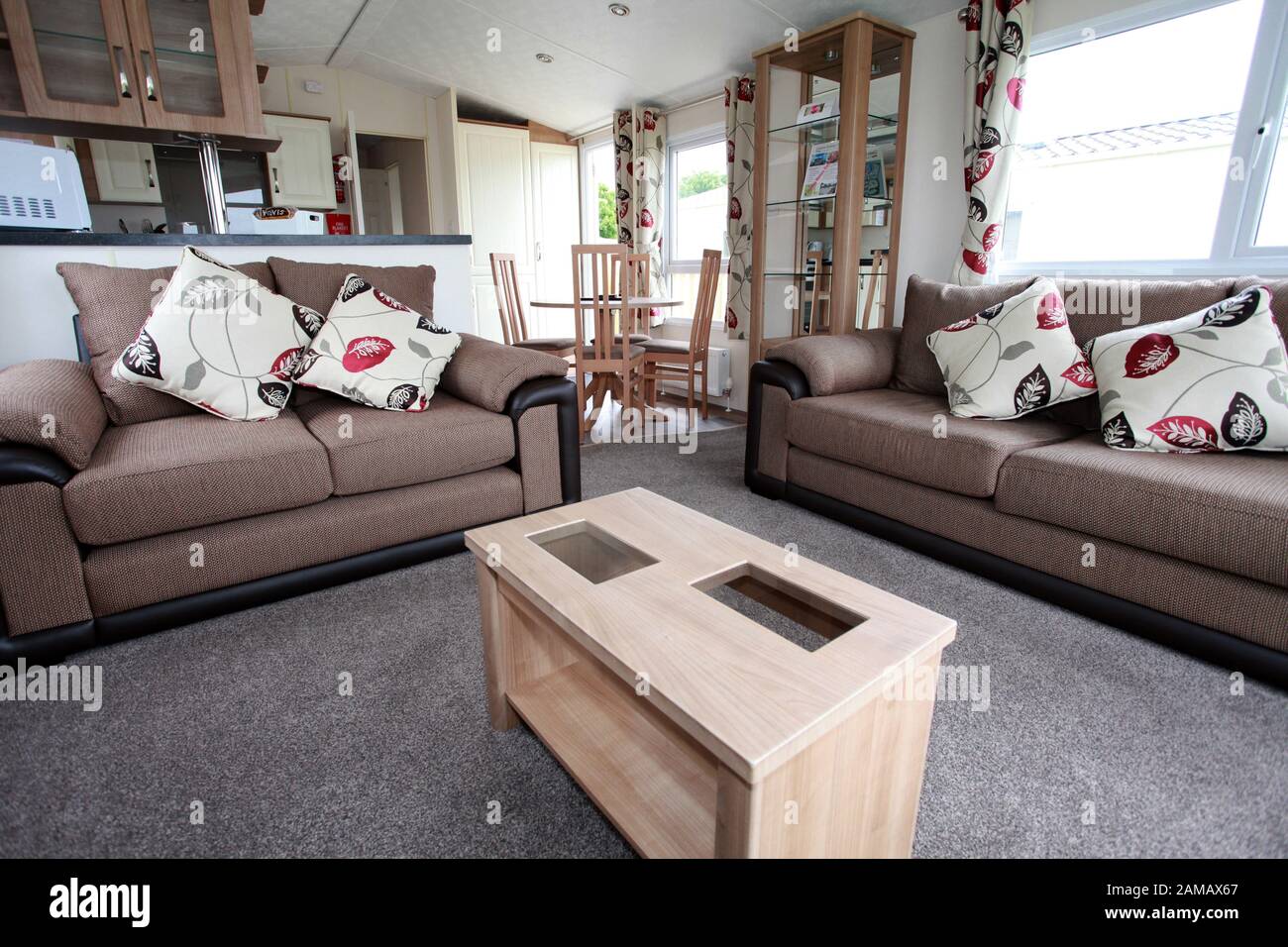 Luxury interior of a static caravan, Holiday Home Stock Photo - Alamy