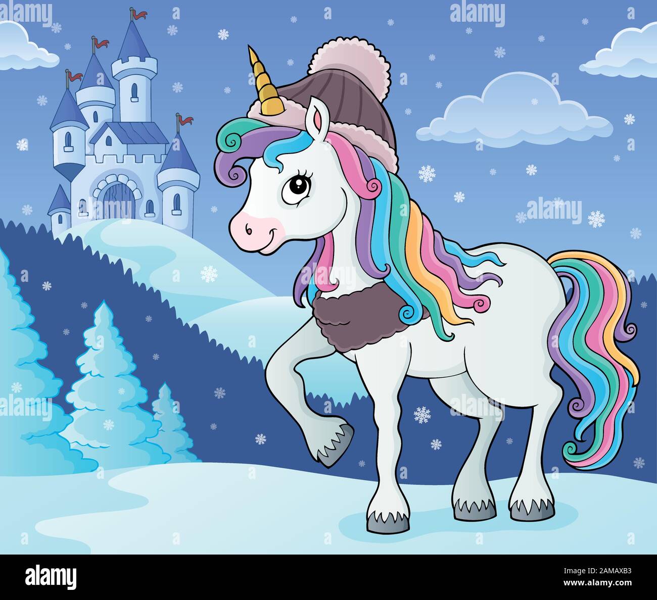 Winter unicorn theme image 2 - eps10 vector illustration Stock Vector ...