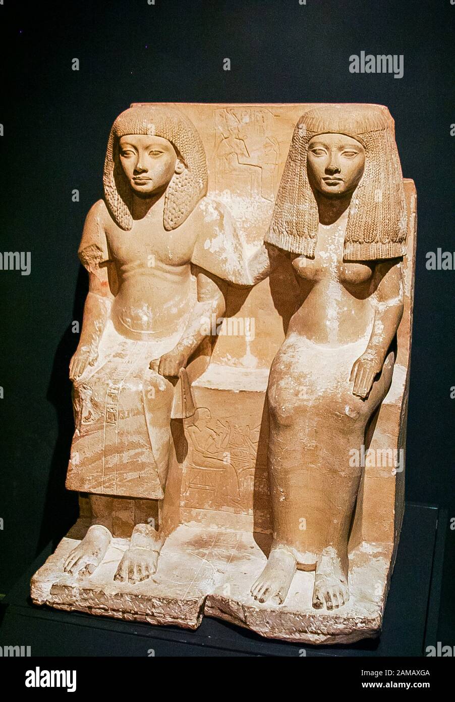 Egypt, Alexandria, National Museum, Thay and his wife Naya, limestone ...