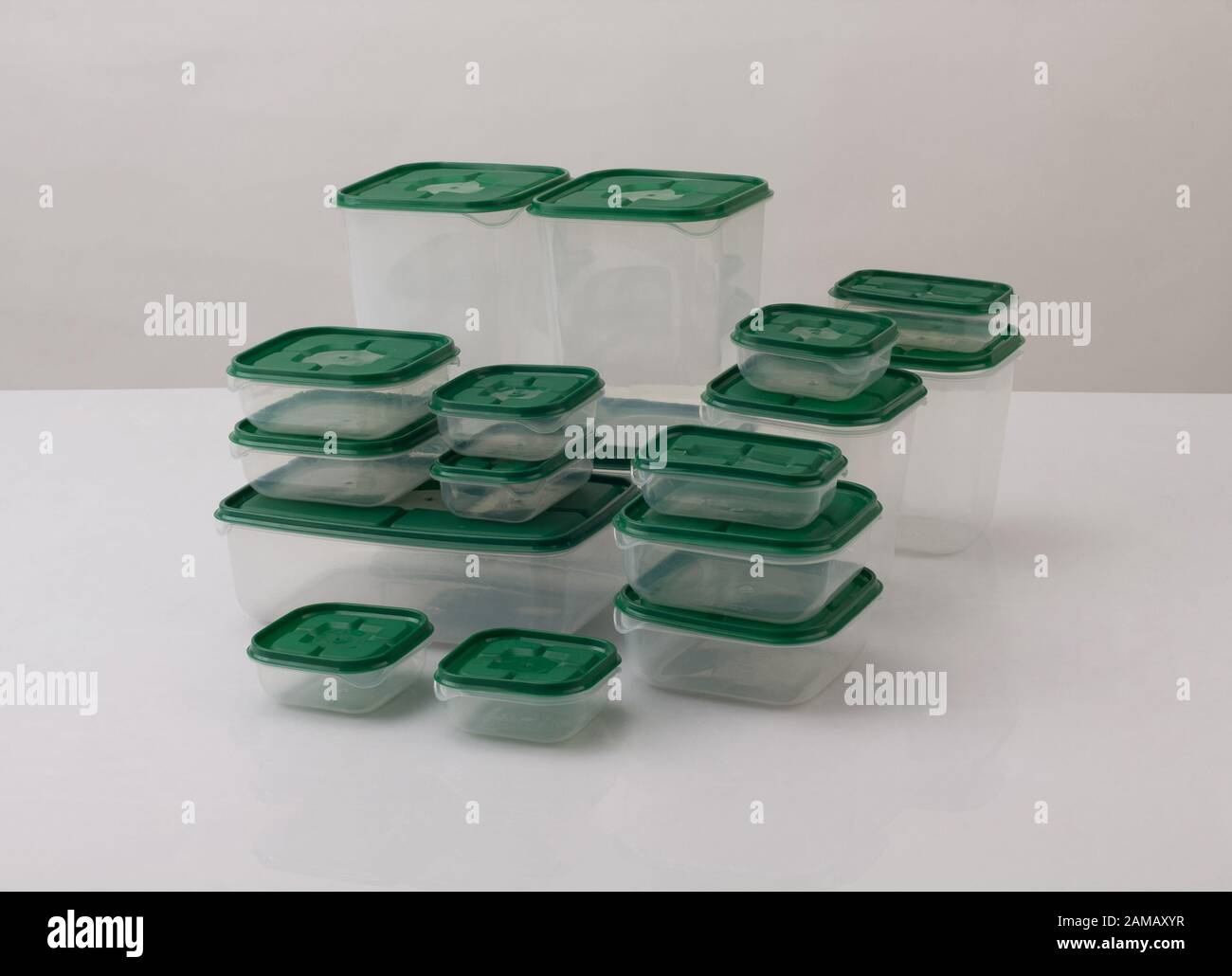 set of plastic boxes isolated on white background Stock Photo - Alamy