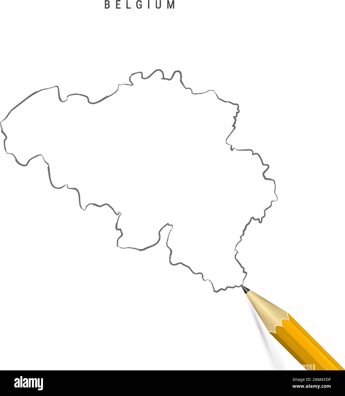 Belgium sketch outline map isolated on white background. Empty hand drawn vector map of Belgium ...