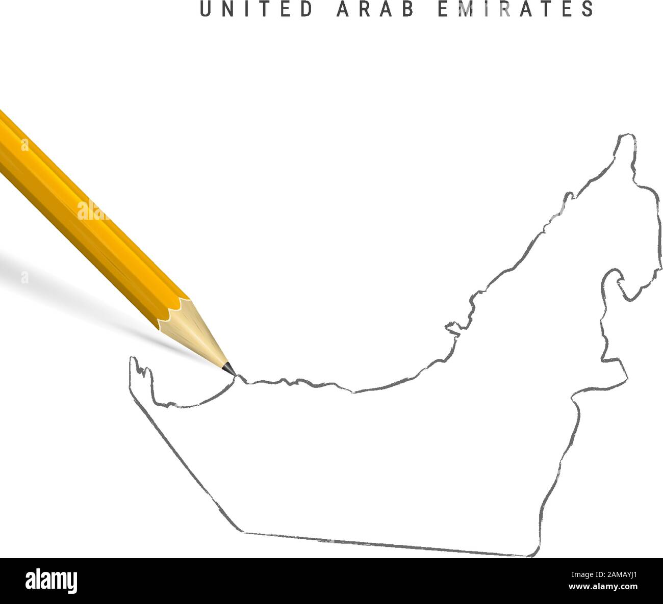 United Arab Emirates sketch outline map isolated on white background ...