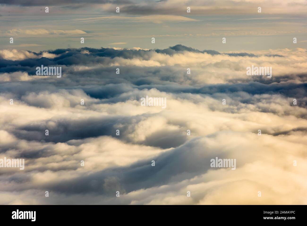 Above the Clouds. Top view. View from drone. Aerial bird's eye view ...