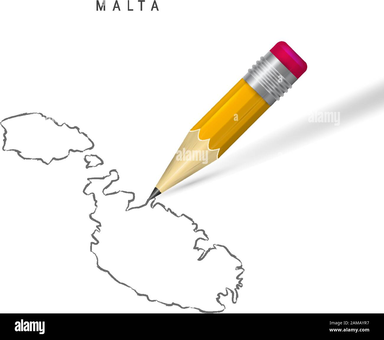 Malta map black white hi-res stock photography and images - Alamy