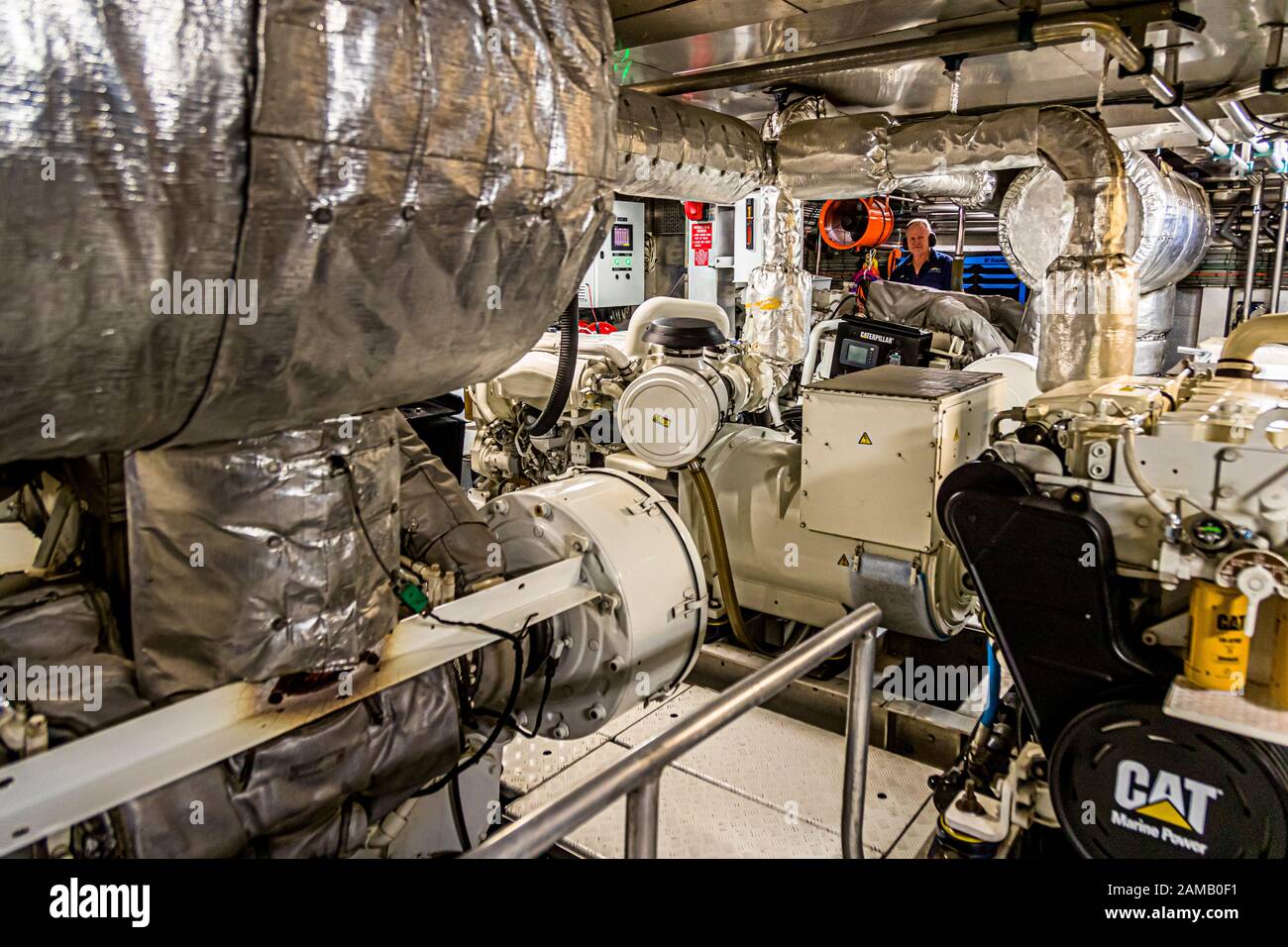 Engine compartment in the Australian luxury expedition ship True North ...