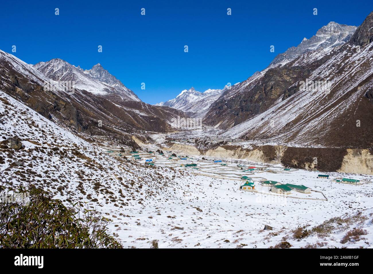 Bhote Koshi valley in the Khumbu region of Nepal, part of the Three ...