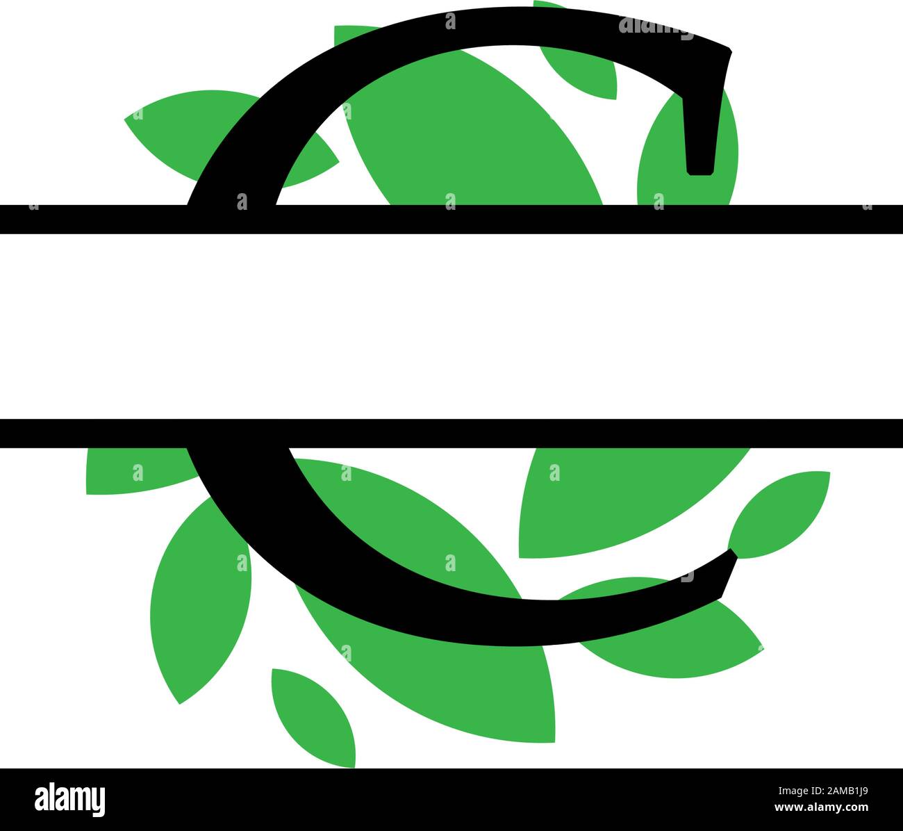 Initial c green leaf monogram split letter initial vector isolated ...