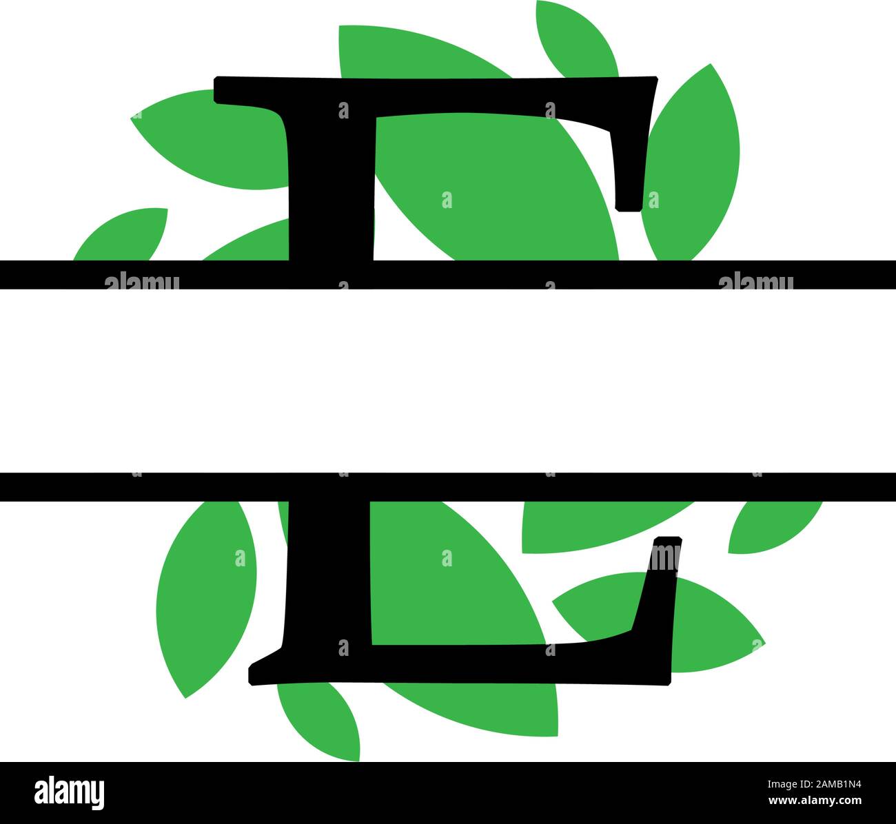 Initial e green leaf monogram split letter initial vector isolated ...