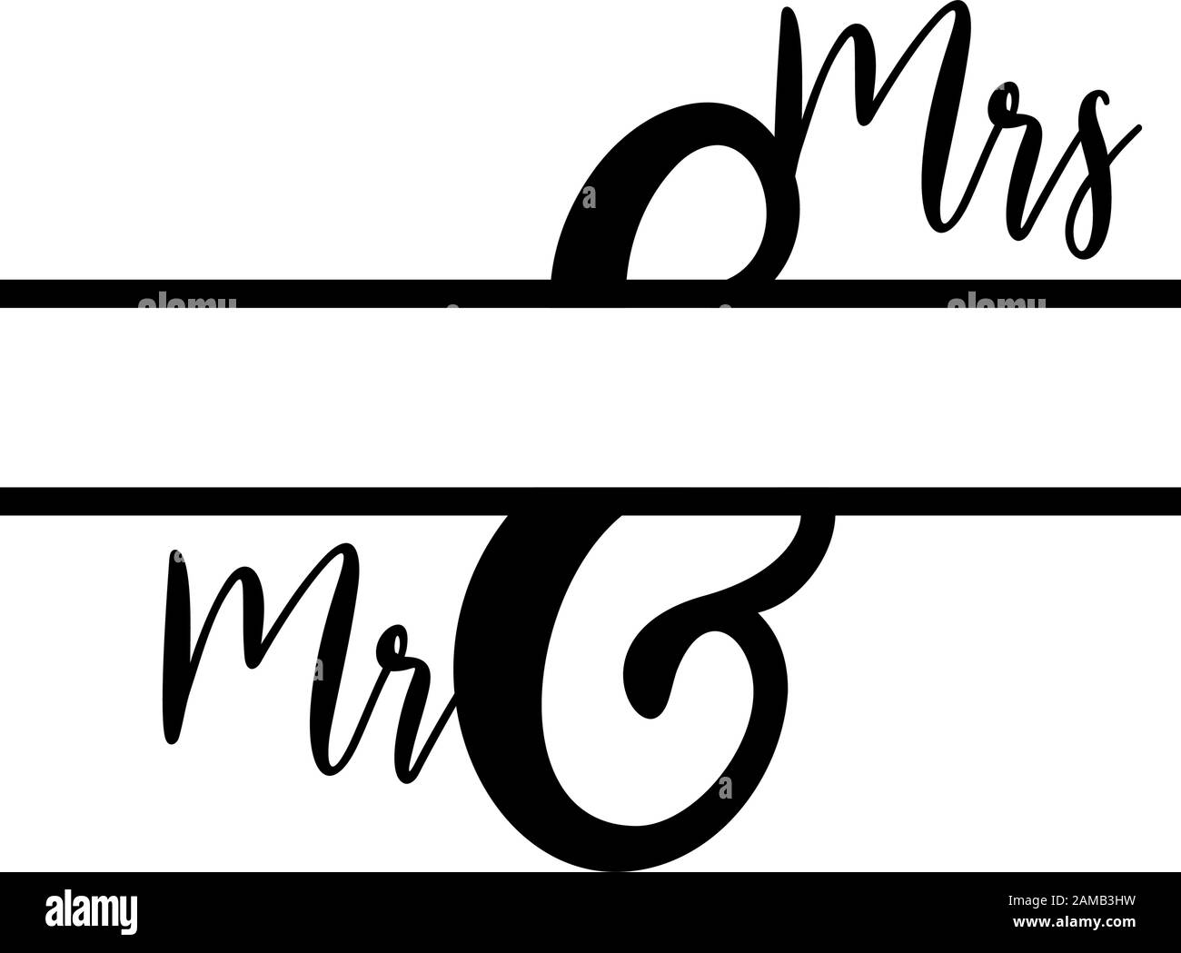 Mr and Mrs monogram split letter initial vector isolated Stock Vector ...
