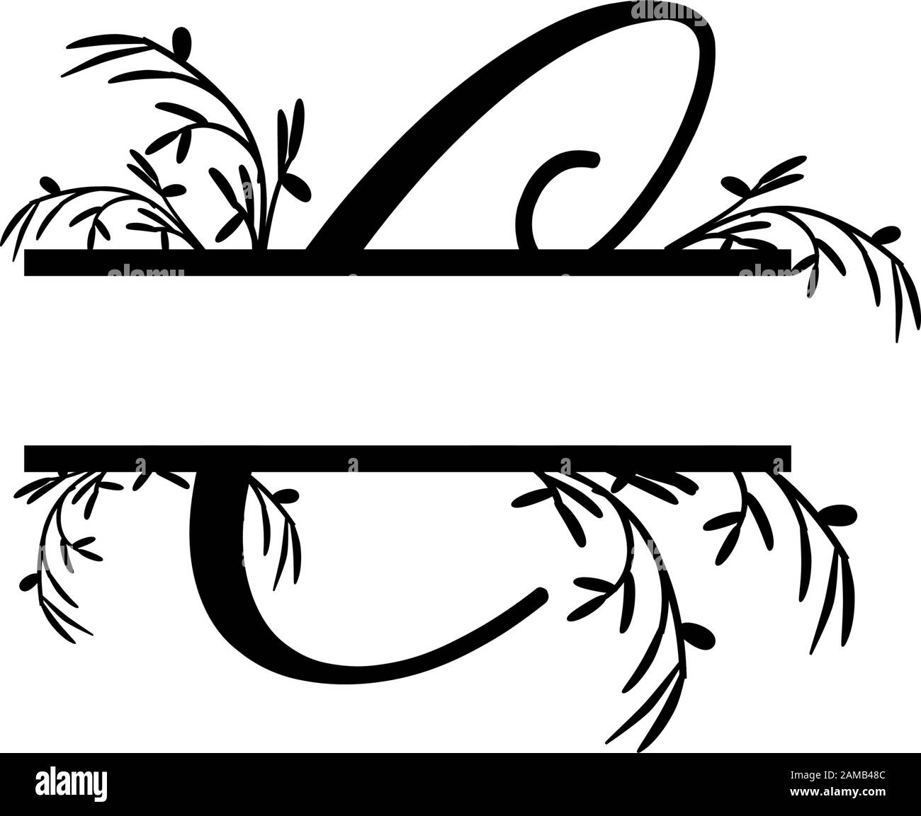 Initial c decorative plant monogram split letter vector Stock Vector ...