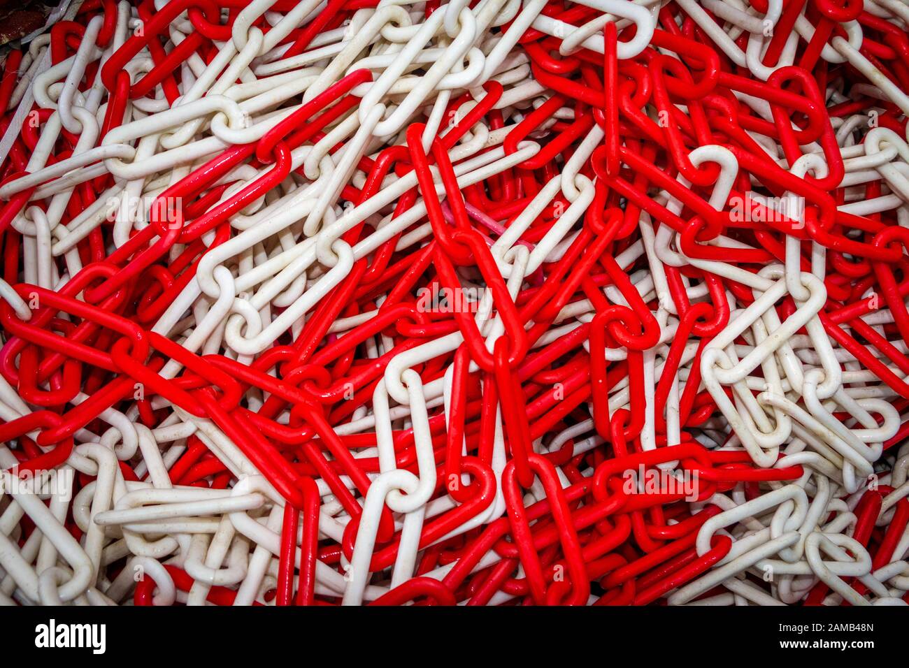 Plastic safety chain painted in the colors red and white Stock Photo ...