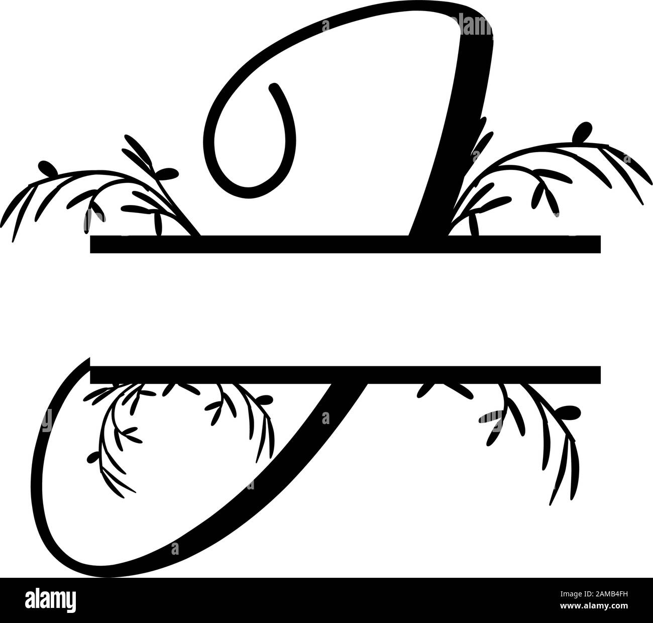 Initial j decorative plant monogram split letter vector Stock Vector ... Initial j decorative plant monogram split letter vector Stock Vector ...