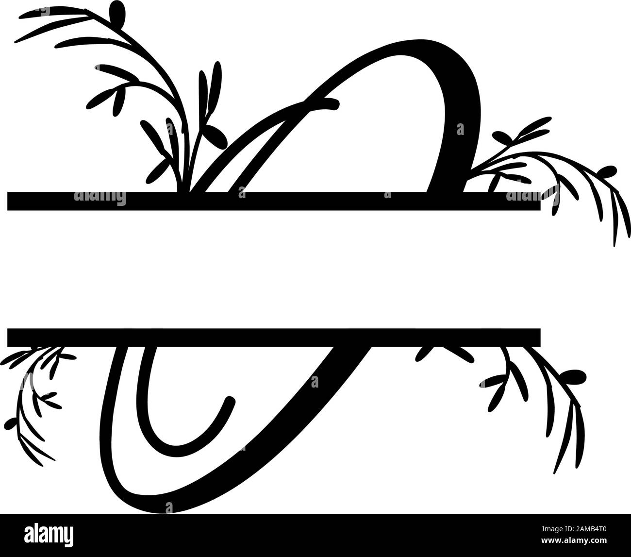 Initial o decorative plant monogram split letter vector Stock Vector ...