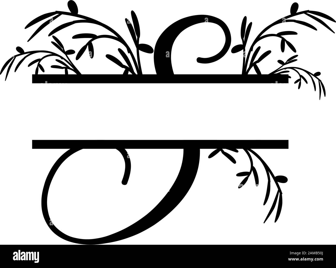 Initial s decorative plant monogram split letter vector Stock Vector ...
