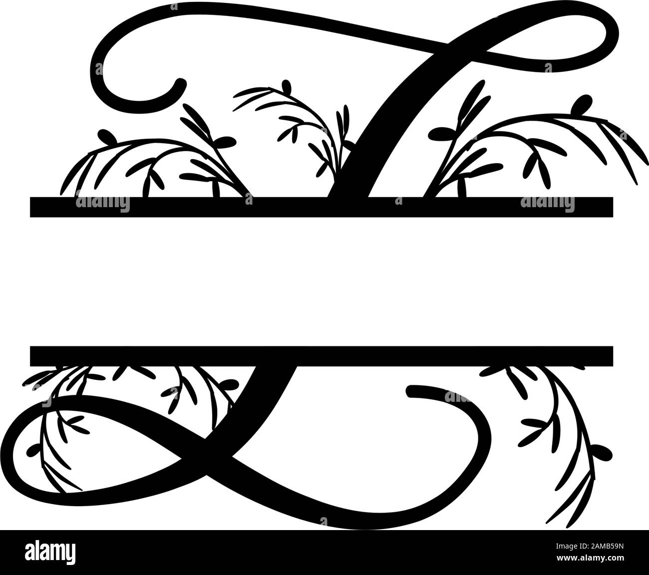 Initial z decorative plant monogram split letter vector Stock Vector ...