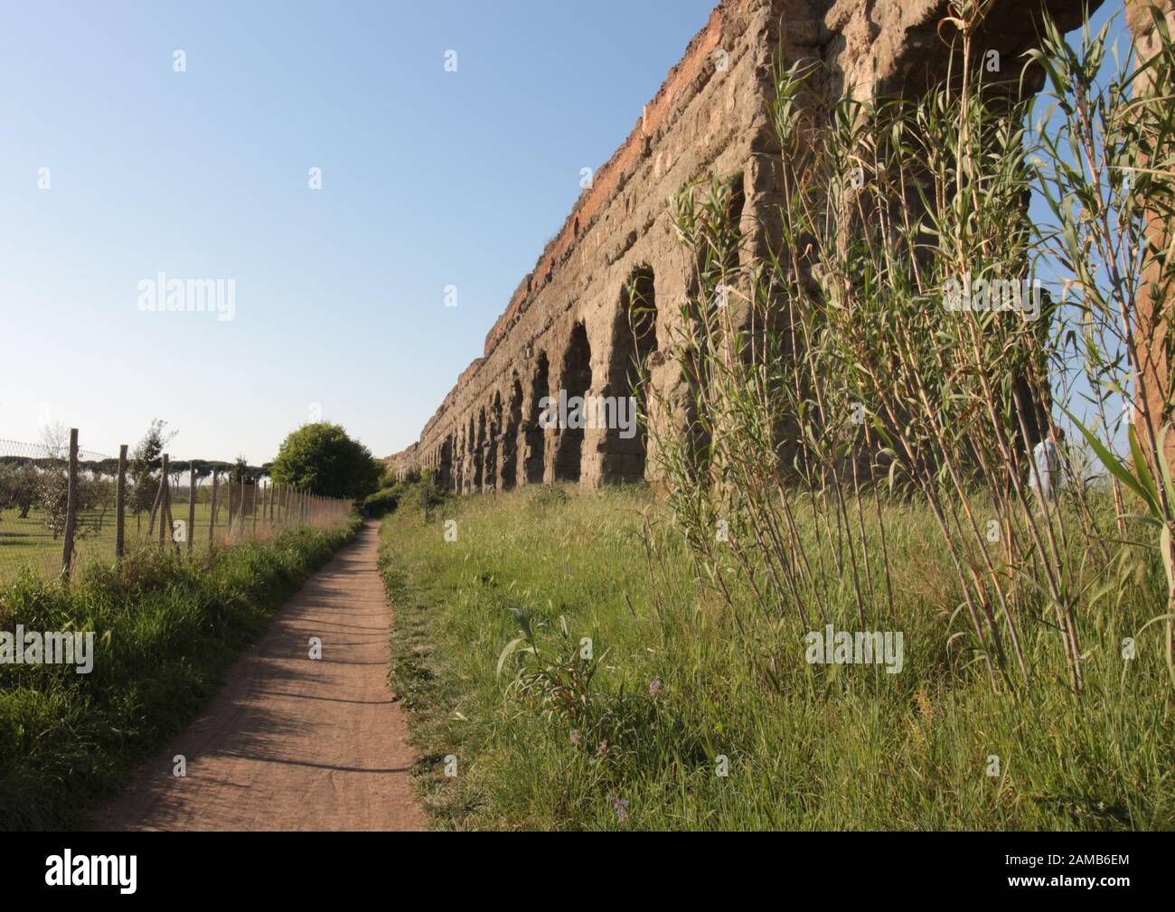Roman aqueduct Aqua Claudia in the Parco degli Acquedotti public park ...