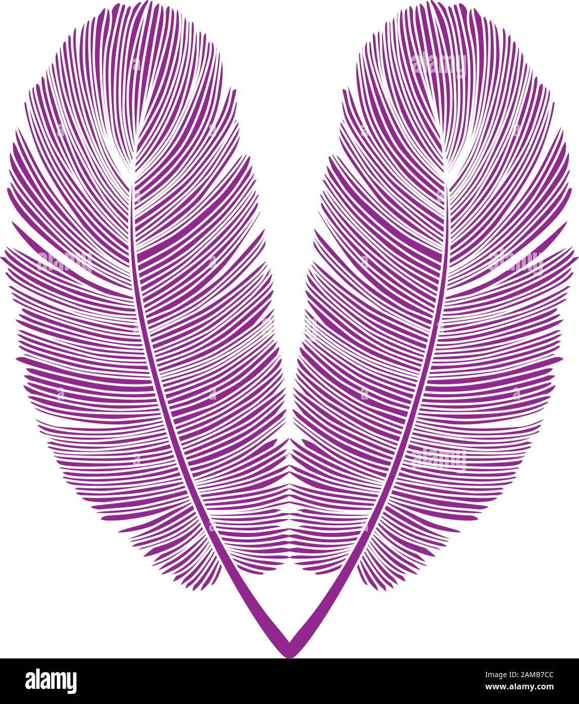 Detailed and Delicate Purple Feather Heart Isolated Design on White ...
