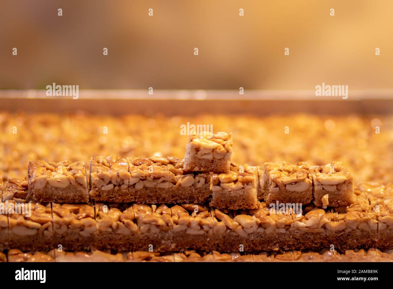 Almond nuts and honey. Middle Eastern Arab candy. Old Market, Jerusalem ...