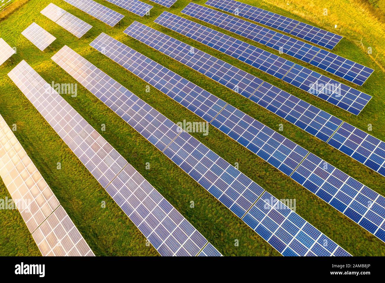 Aerial view of a solar farm in Staffordshire, renewable, sustainable ...