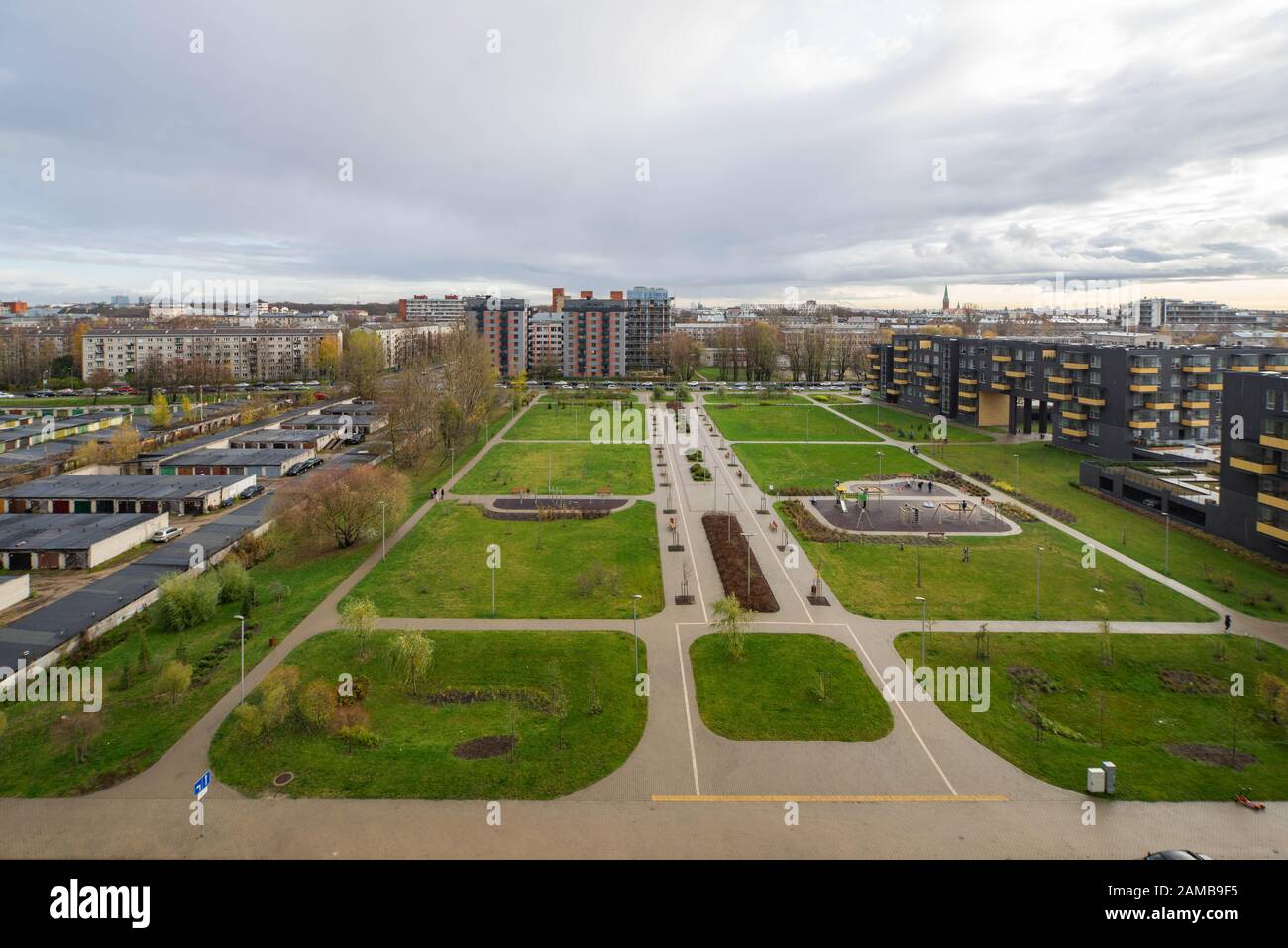 Top view of the modern courtyard of the housing complex Stock Photo - Alamy