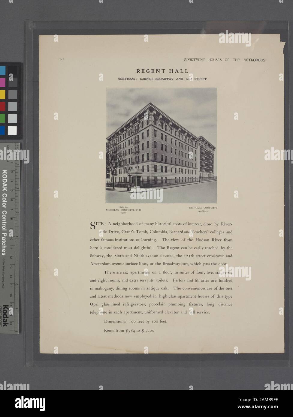 Regent Hall, northeast corner Broadway and 123rd Street Includes index ...