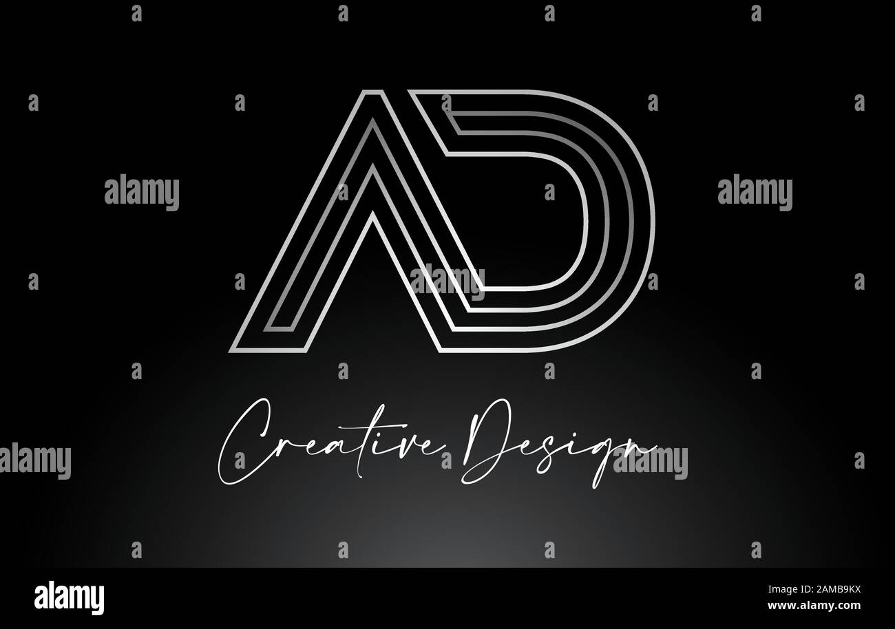 AD Letter Logo Design With Monogram Lines. Creative AD Logo Icon Vector ...