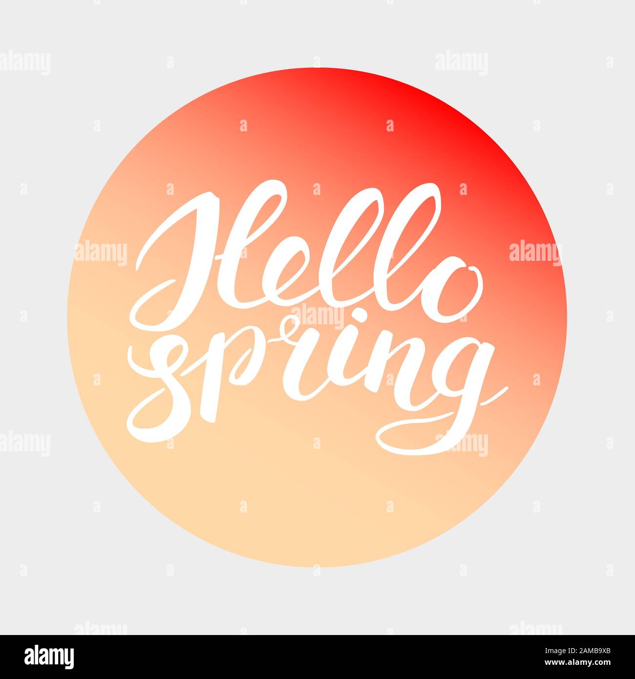 Phrase Hello spring Brush Pen lettering. Handwritten Illustration on ...