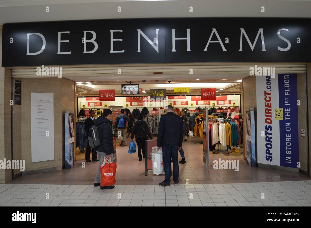 London, UK. 12 January, 2020. Debenhams store in Wimbledon prepares to ...