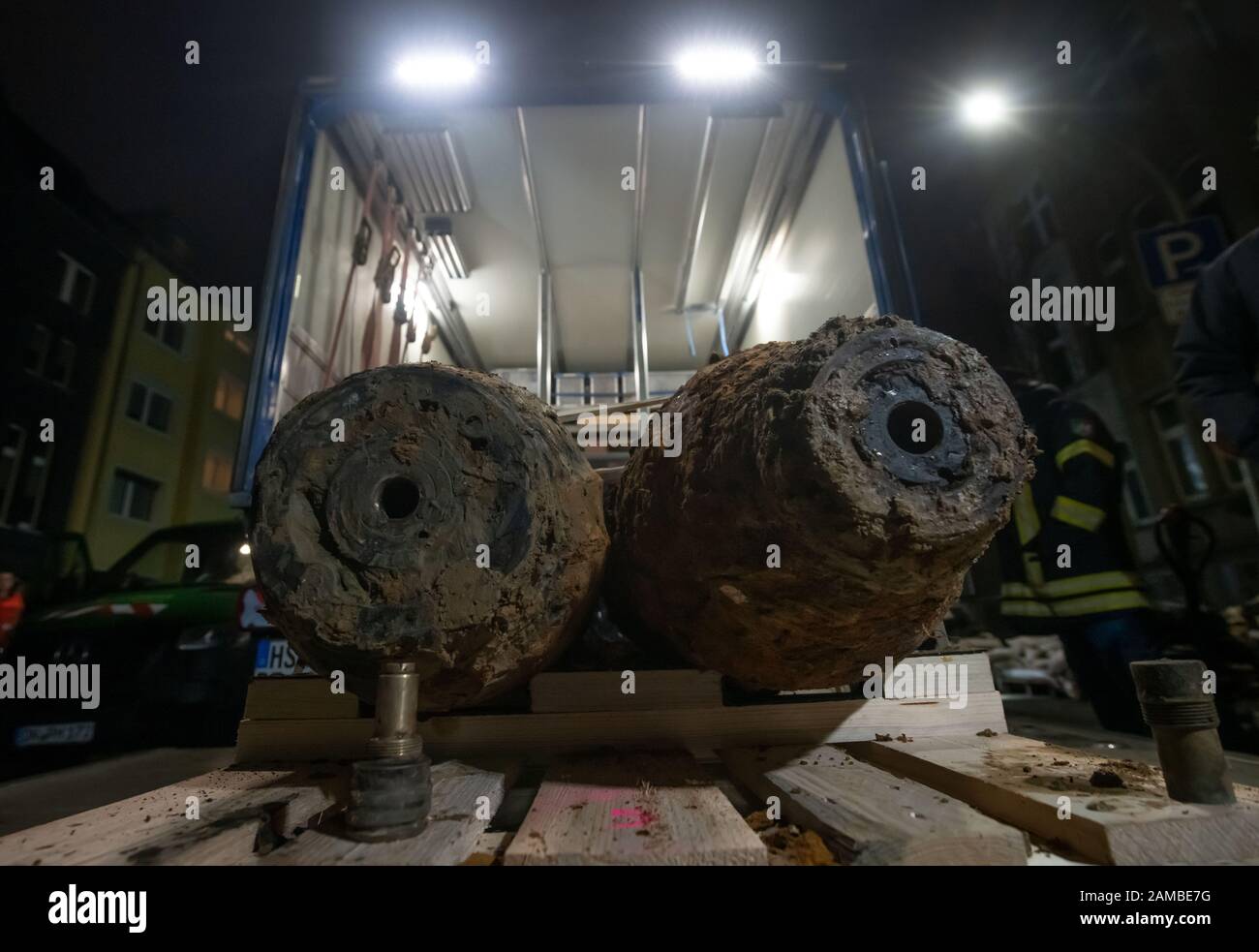 Dortmund, Germany. 12th Jan, 2020. Two defused bombs with their ...