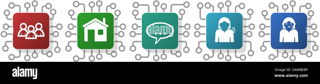 Set of home, support, user, contact and service icons for webdesign and ...