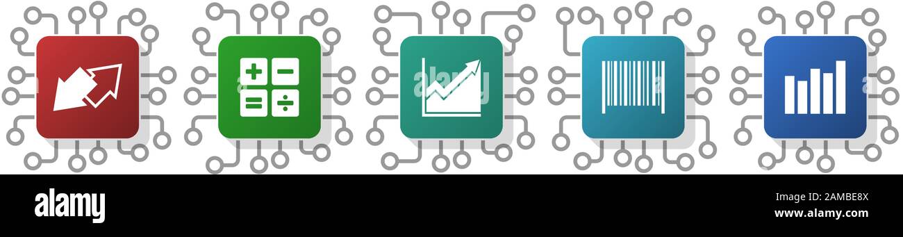 Set of data, graph, barcode, exchange and diagram icons for webdesign ...