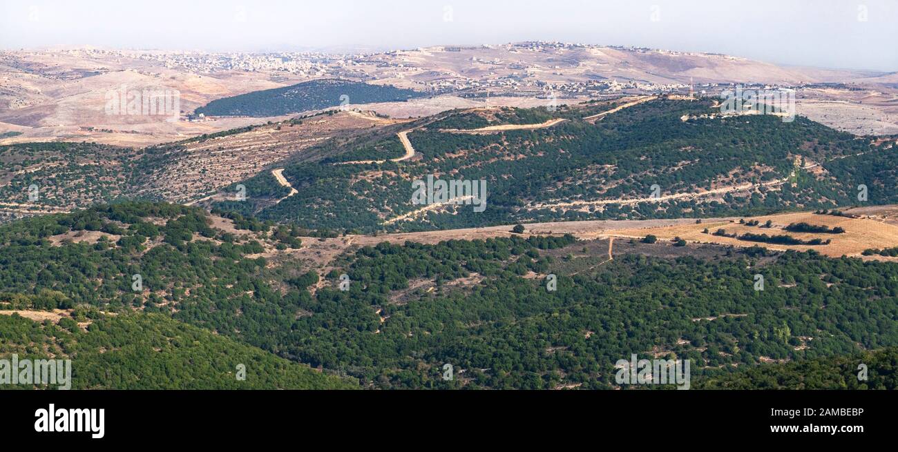 panorama of the israel lebanon border from adir mountain viewpoint ...
