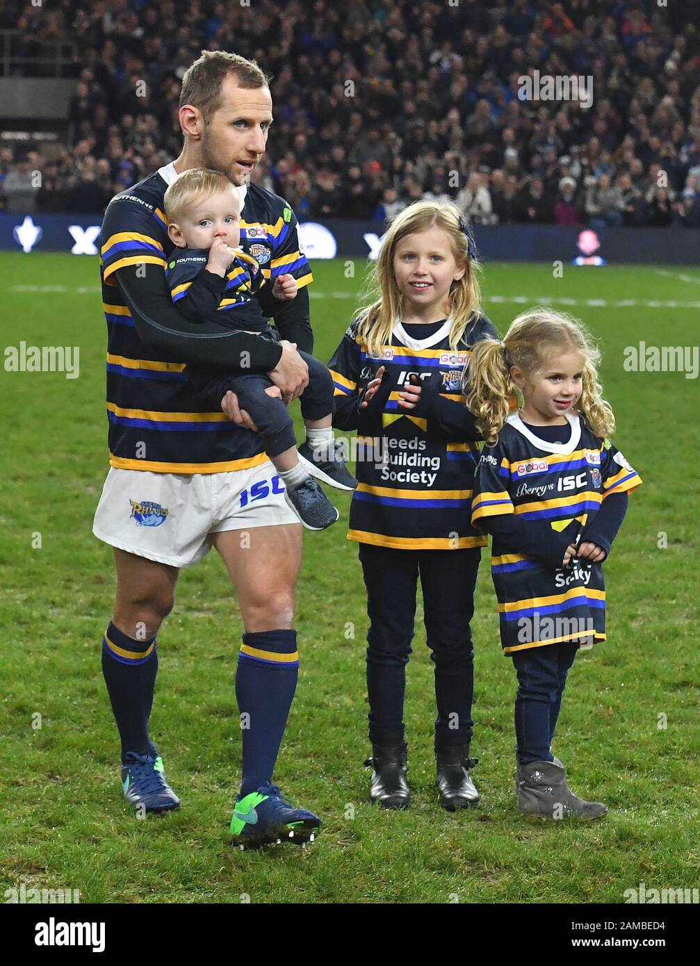 Rob Burrow with his children Macy, Maya and Jackson after the ...