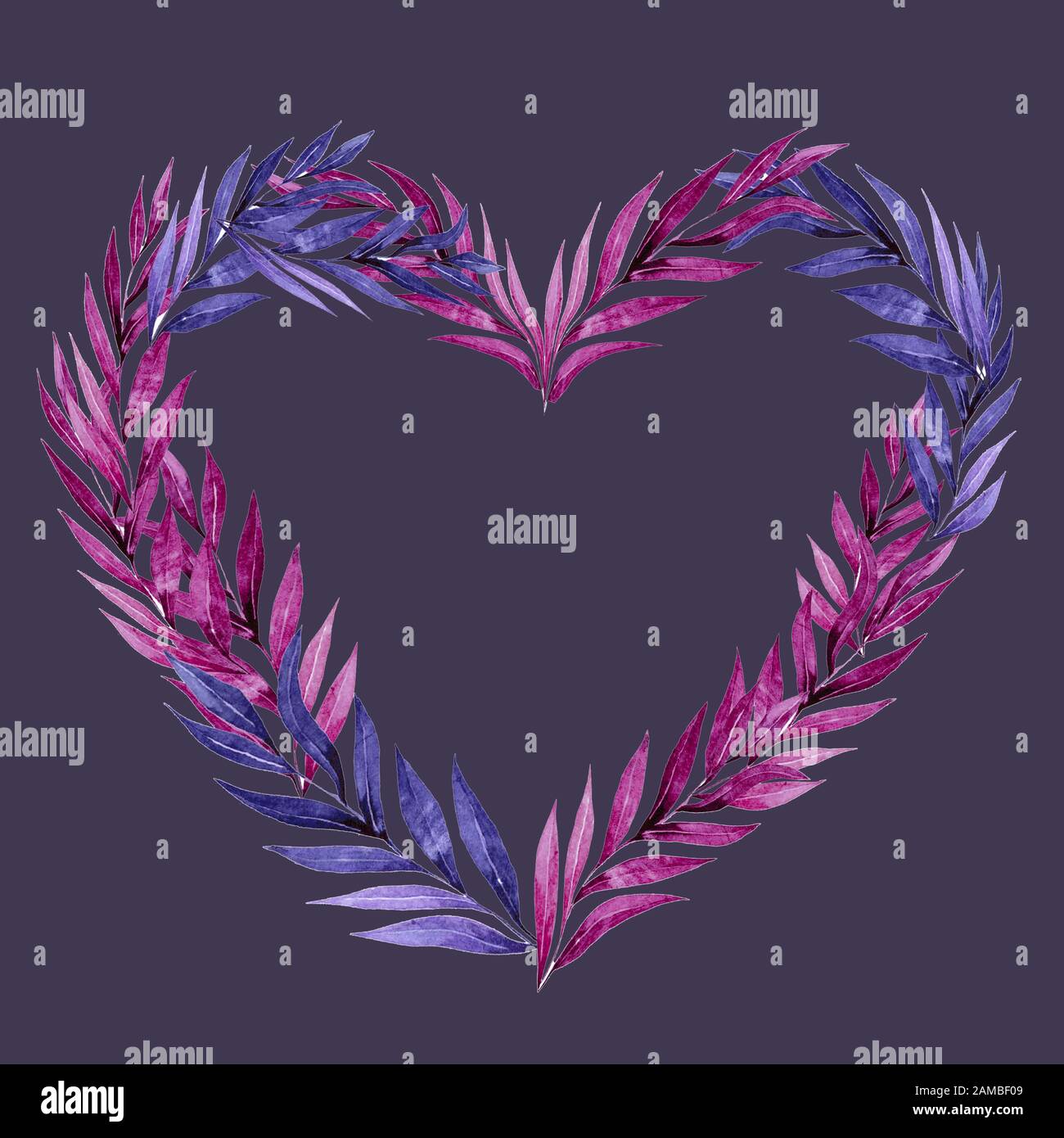 Heart shape border frame of bright green exotic tropical jungle ...