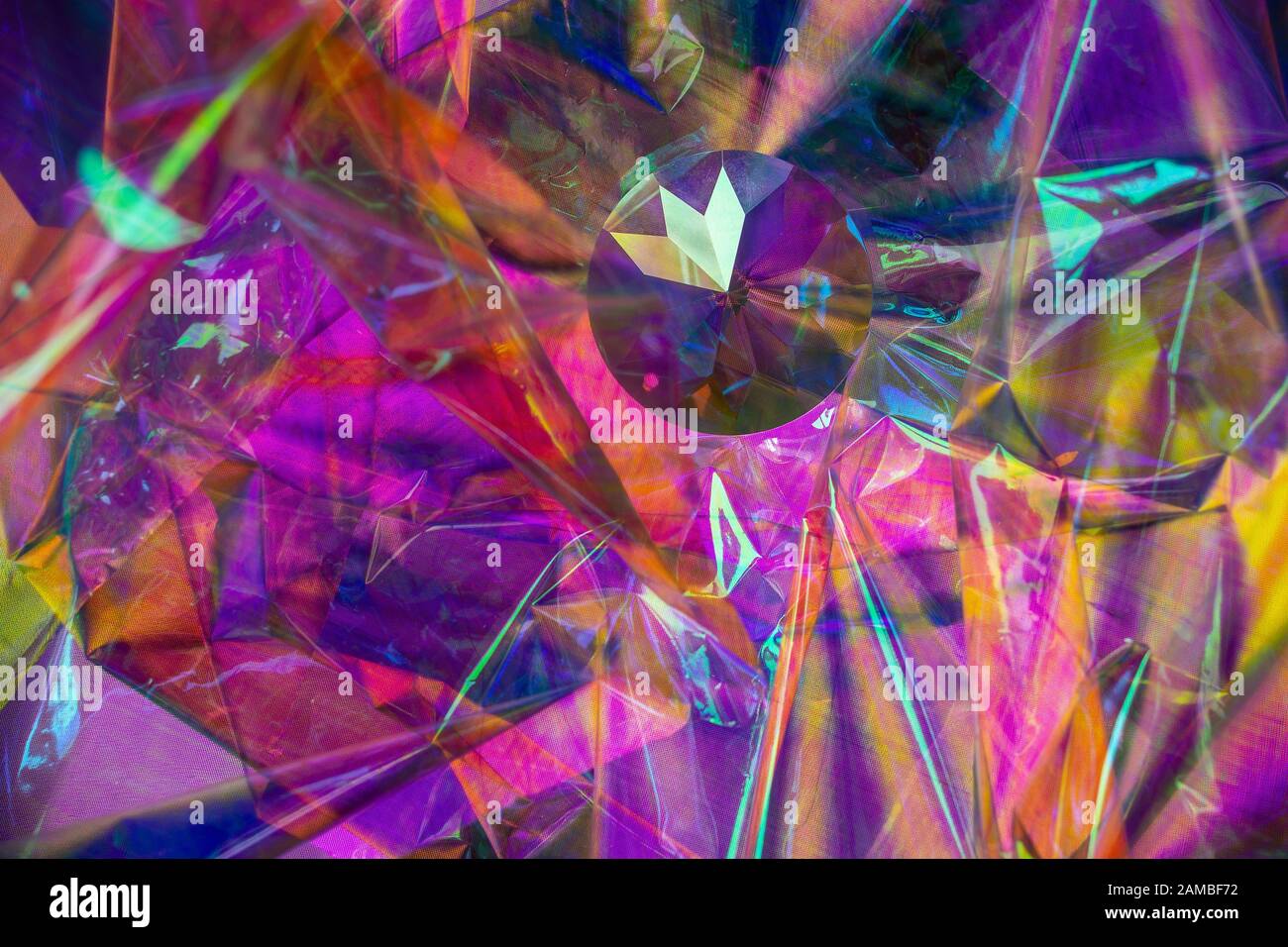 Abstract 9, colourful image with a crystal showing all the colours of ...
