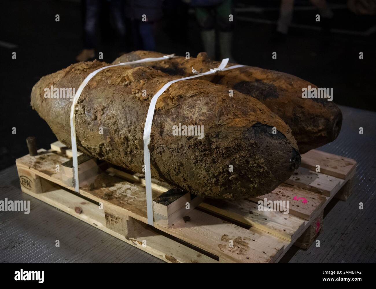 Dortmund, Germany. 12th Jan, 2020. Two defused bombs with their ...