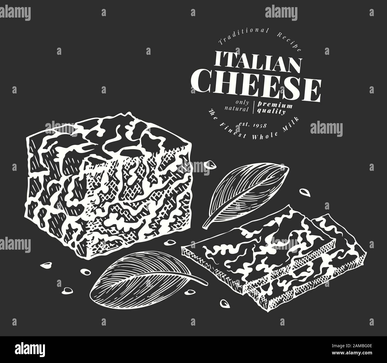 Dutch cheese illustration. Hand drawn vector dairy illustration ...