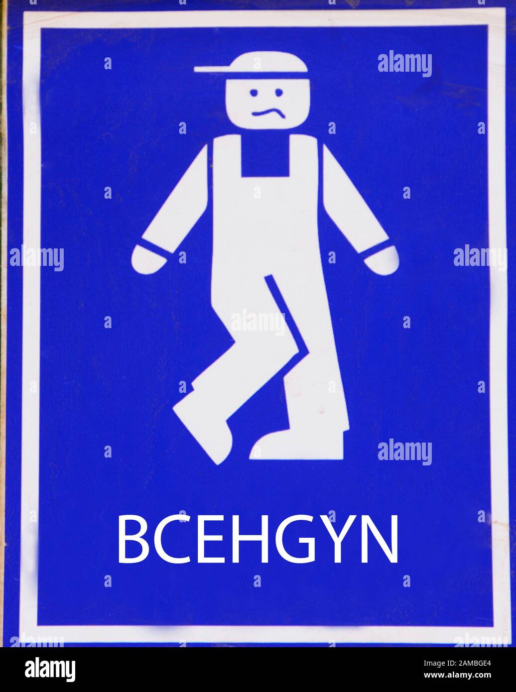 Humorous Welsh male toilet sign Stock Photo - Alamy