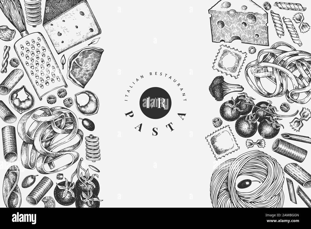 Different pasta tomato Black and White Stock Photos & Images - Alamy