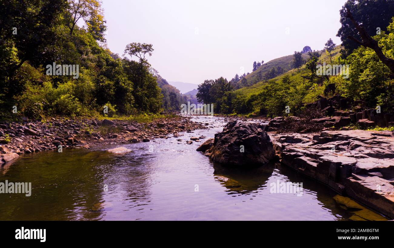 Awesome landscape of Zarwani waterfall, Dhirkhadi, Gujarat Stock Photo ...