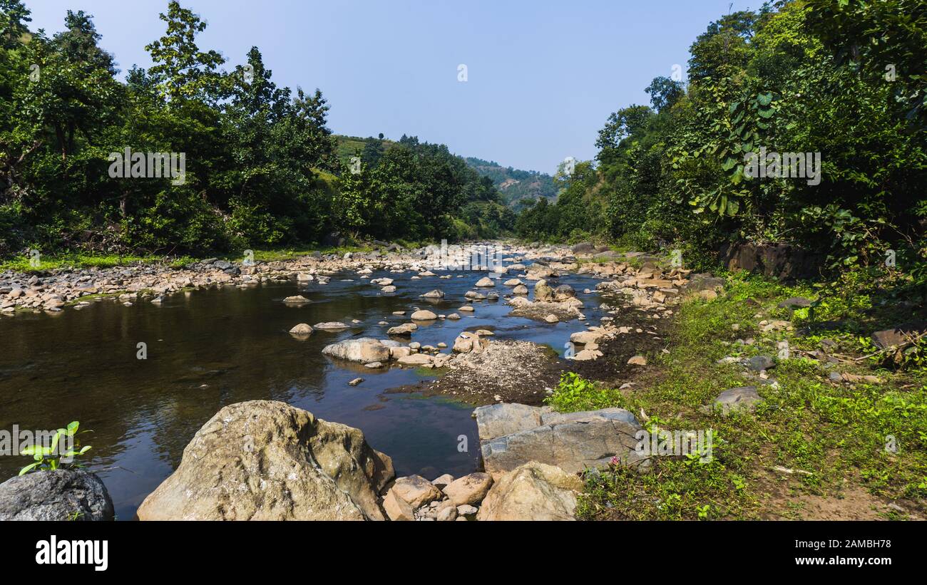 Awesome landscape of Zarwani waterfall, Dhirkhadi, Gujarat Stock Photo ...