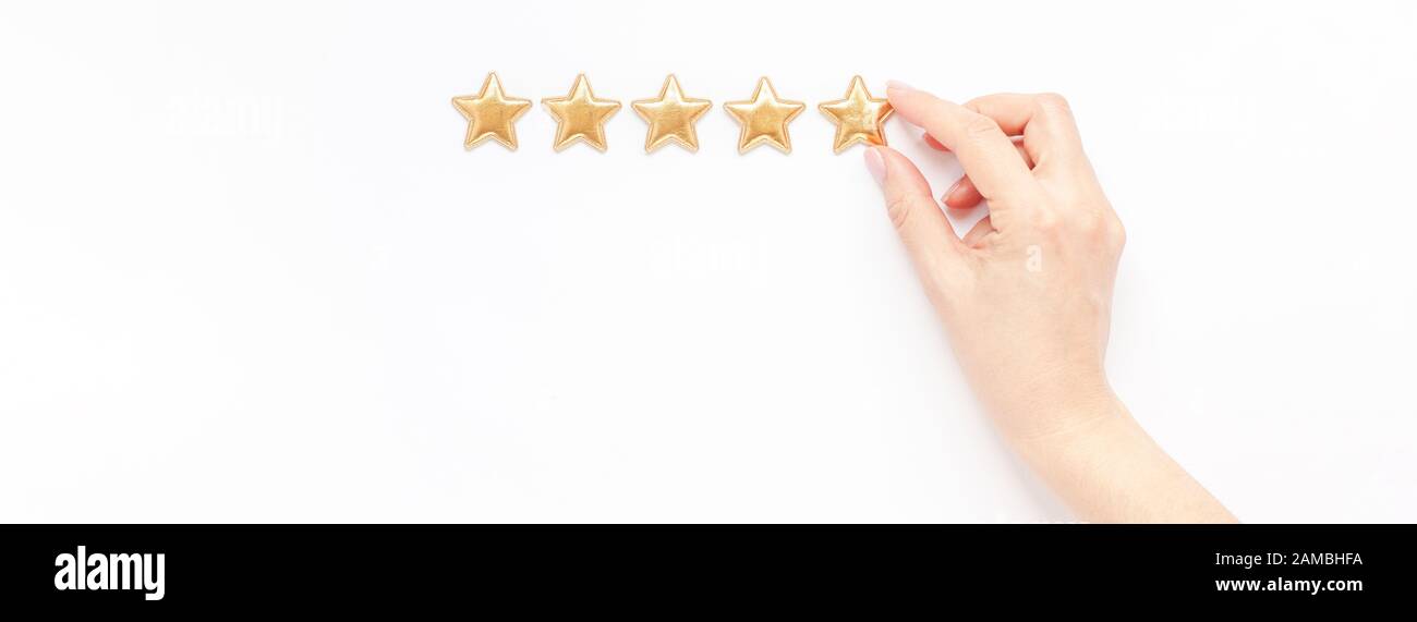 Customer Experience Feedback Concept. Golden five 5 stars, best ...