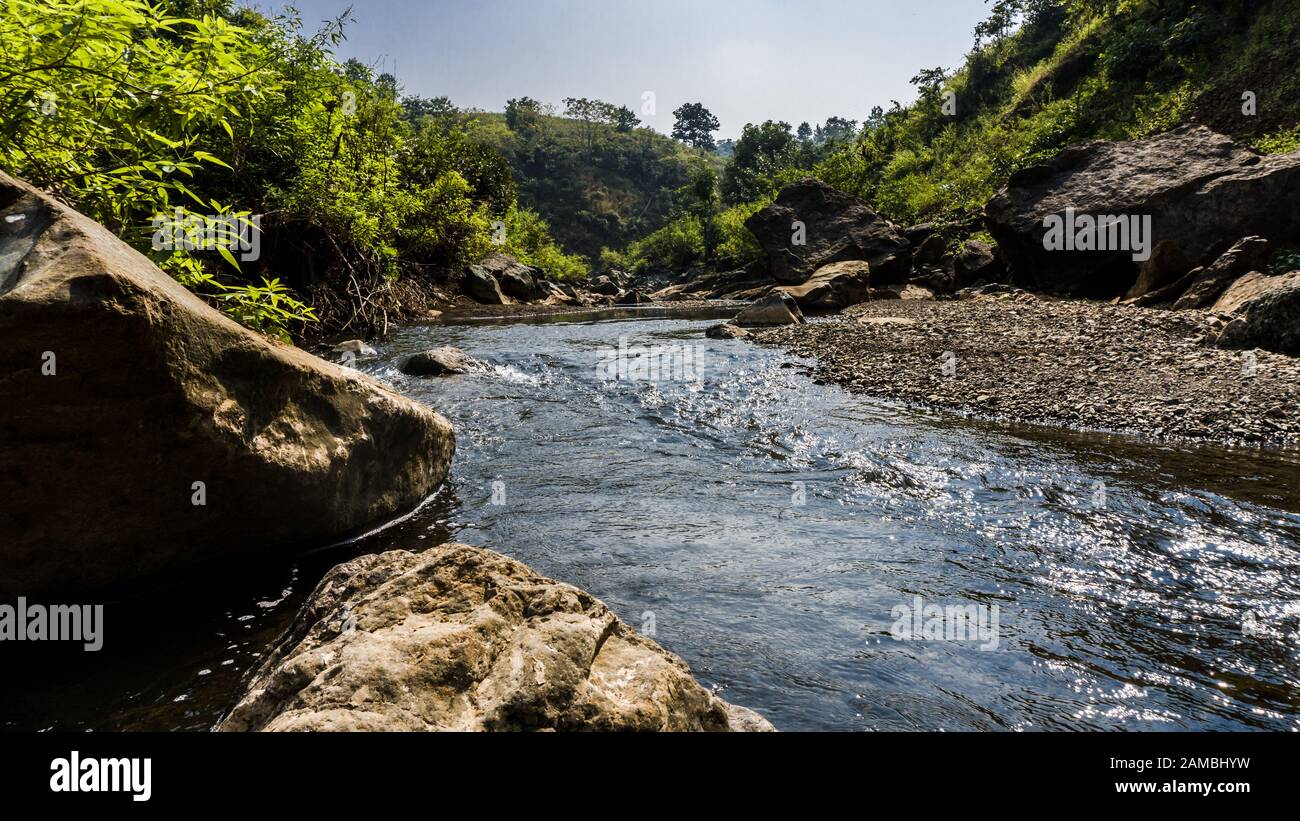 Awesome landscape of Zarwani waterfall, Dhirkhadi, Gujarat Stock Photo ...