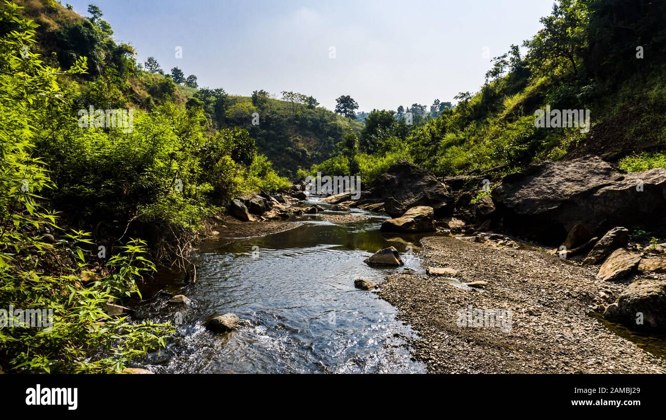 Awesome landscape of Zarwani waterfall, Dhirkhadi, Gujarat Stock Photo ...