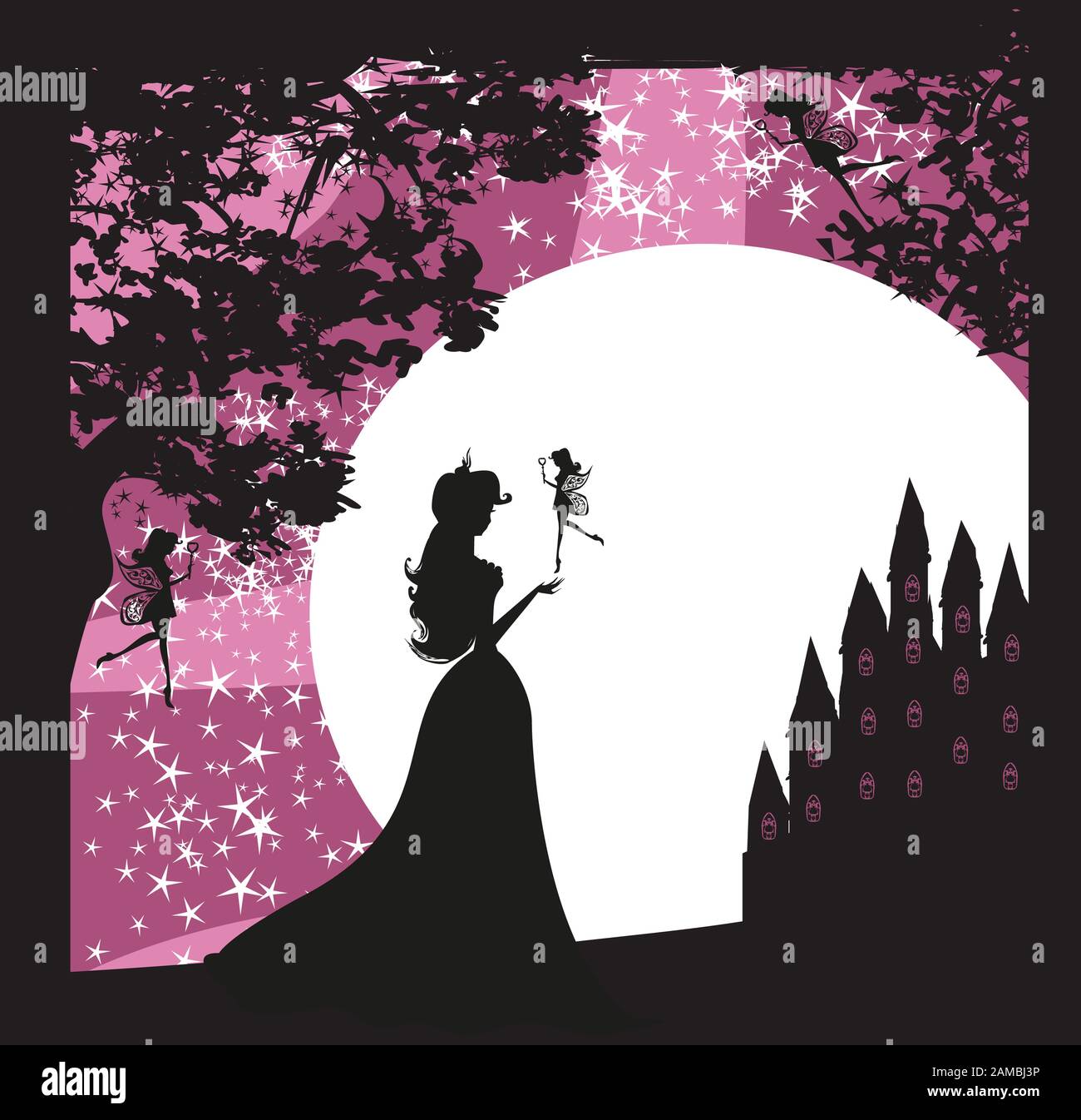 princess and flying fairies Stock Photo - Alamy